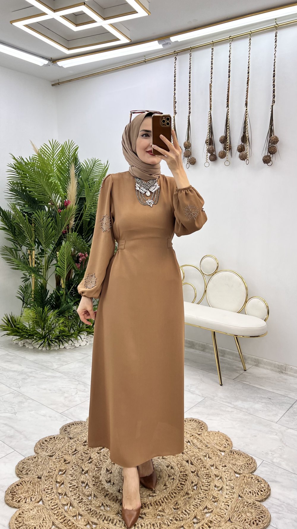 Camel Çisem Elbise Tesettür Giyim Modelleri En Uygun Fiyatlarla