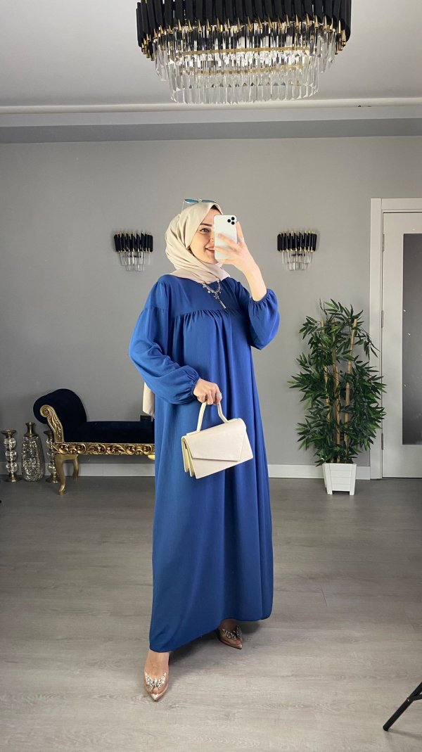Tam Boy Tesettür Elbise İndigo Modelleri En Uygun Fiyatlarla